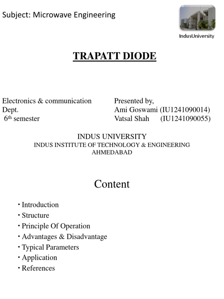 Trapatt Diode: Subject: Microwave Engineering | PDF | Diode ...