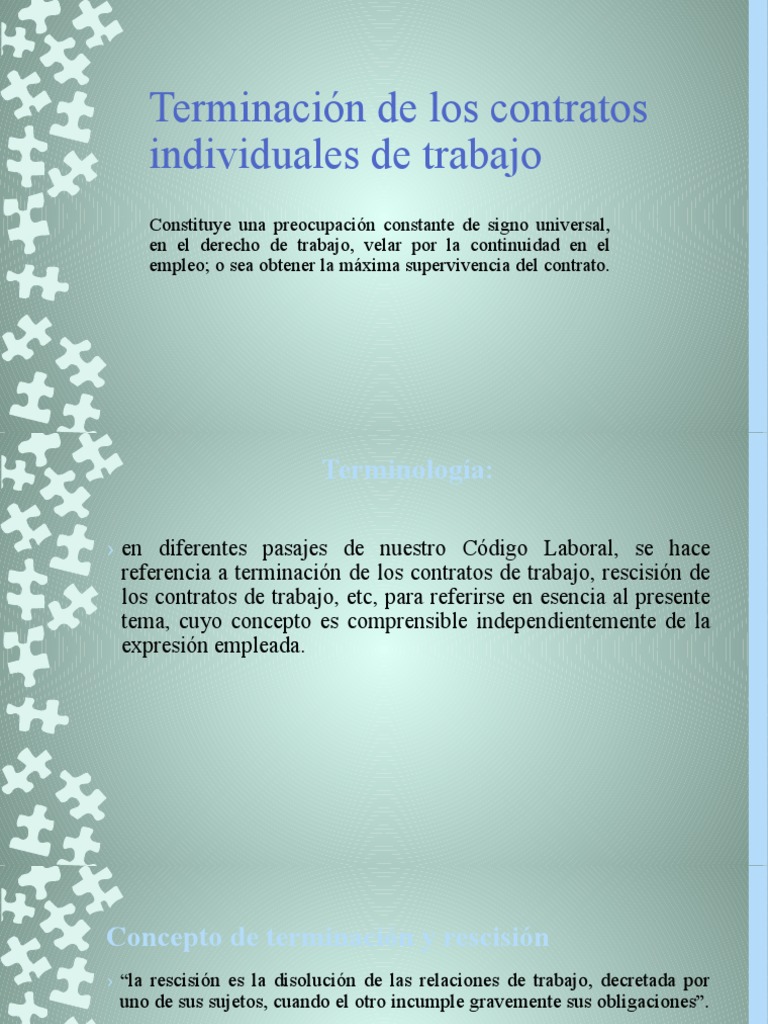 Causas y tipos de terminación laboral | PDF | Derecho laboral | Ley común