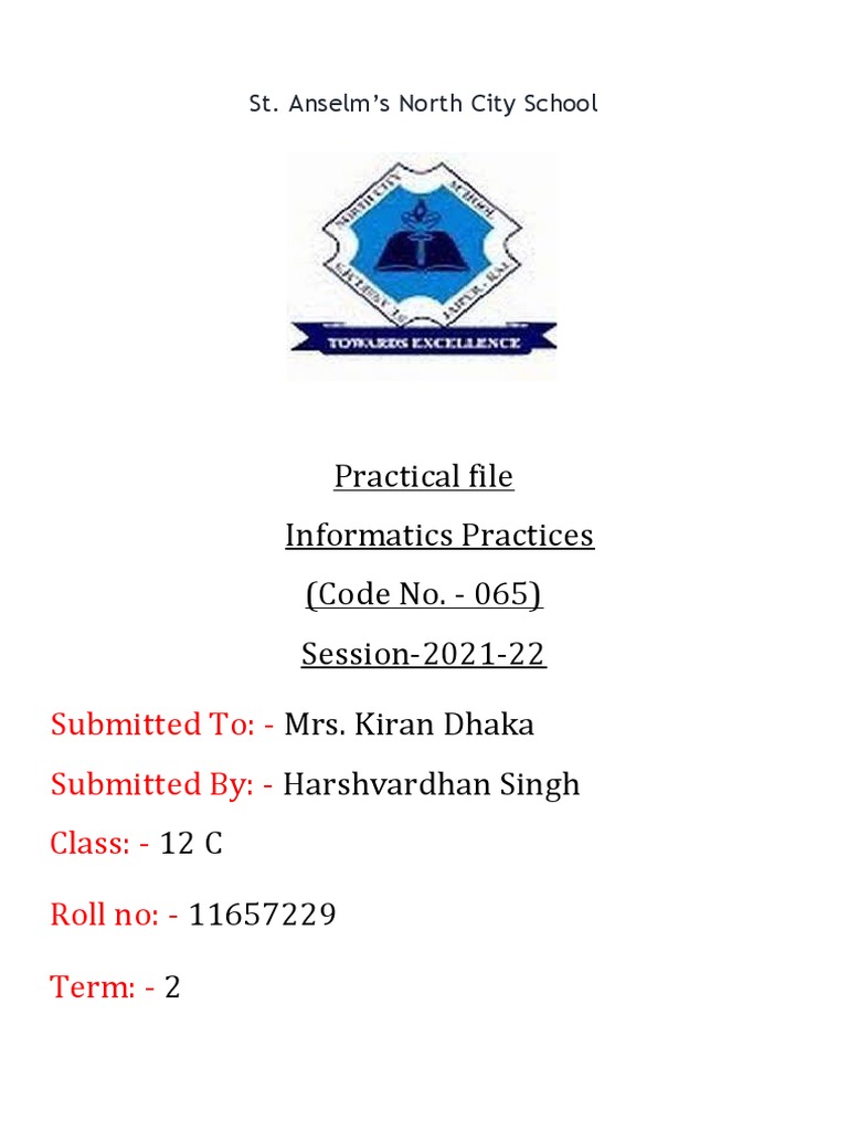 Class 12 Informatics Practices Practical File | PDF | Interest | Data ...