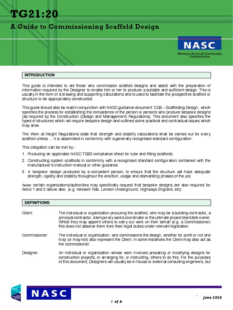 A Guide To Commissioning Scaffold Design: 1 of 6 June 2020 | Download ...