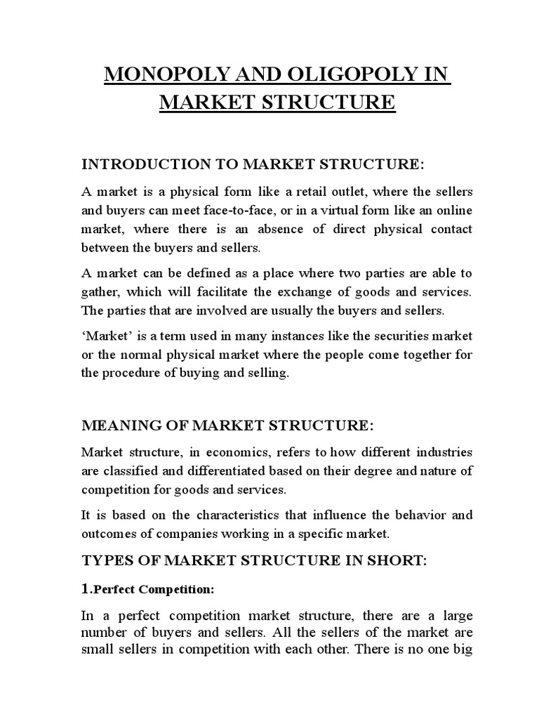 Market Structure Guide: Monopolies & Oligopolies | PDF | Monopoly ...