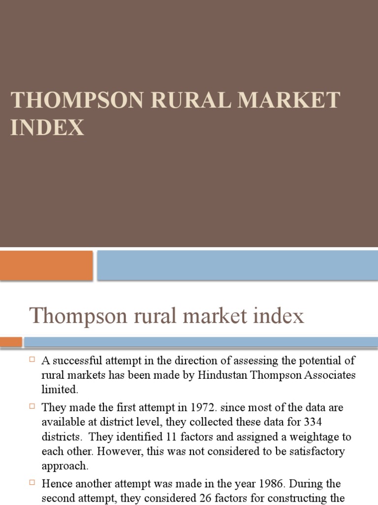 Thompson Rural Market Index MAIN | PDF | Agriculture | Literacy