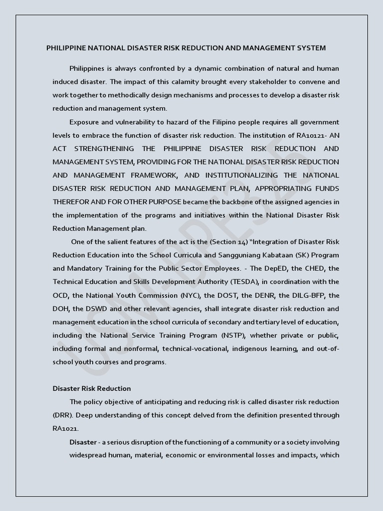 Philippine Disaster Risk Reducation and Management | Download Free PDF ...