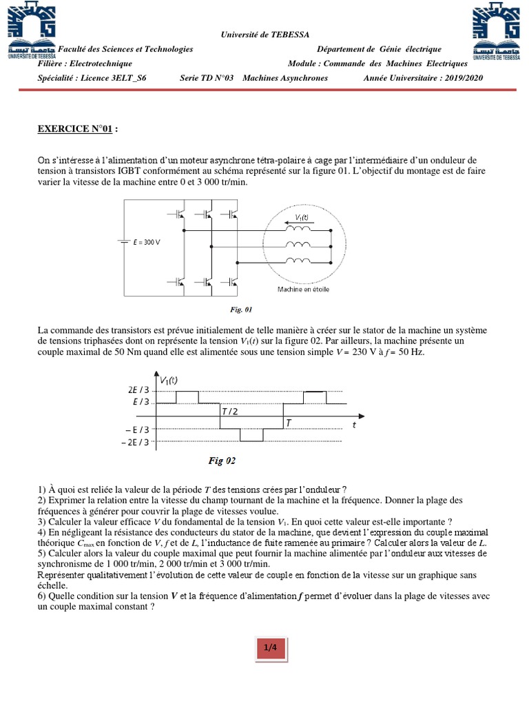 Serie TD - N°03 - Cde ME | PDF | Onduleur | Grandeur physique
