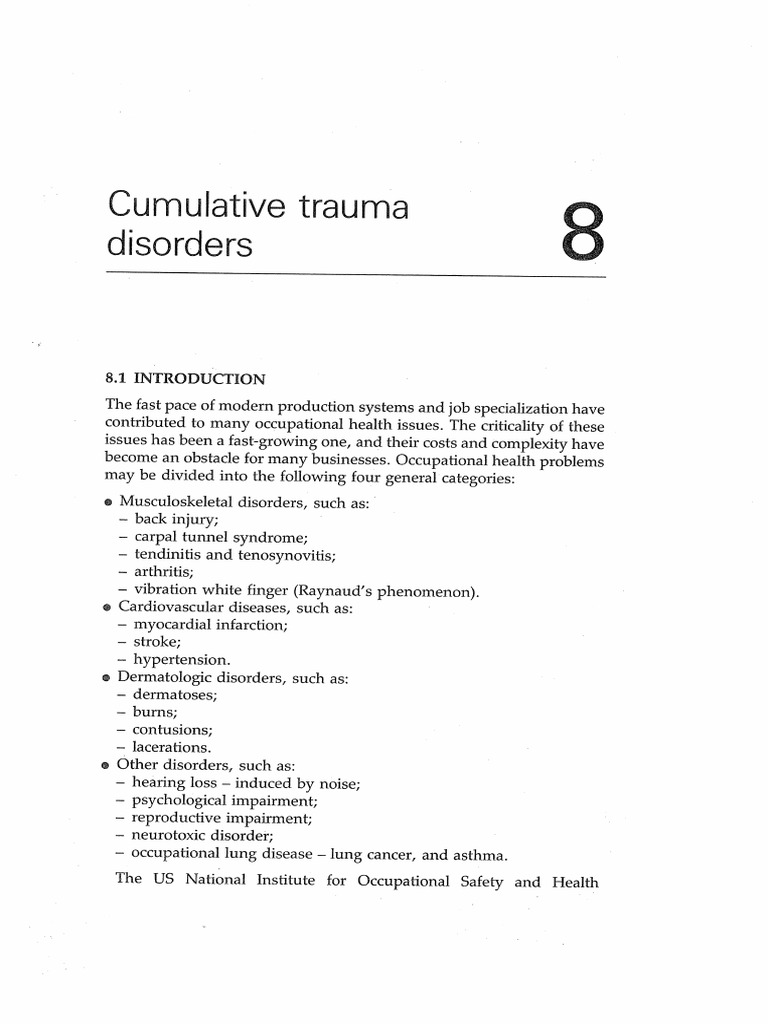 CH 11 Cumulative Trauma Disorders | PDF