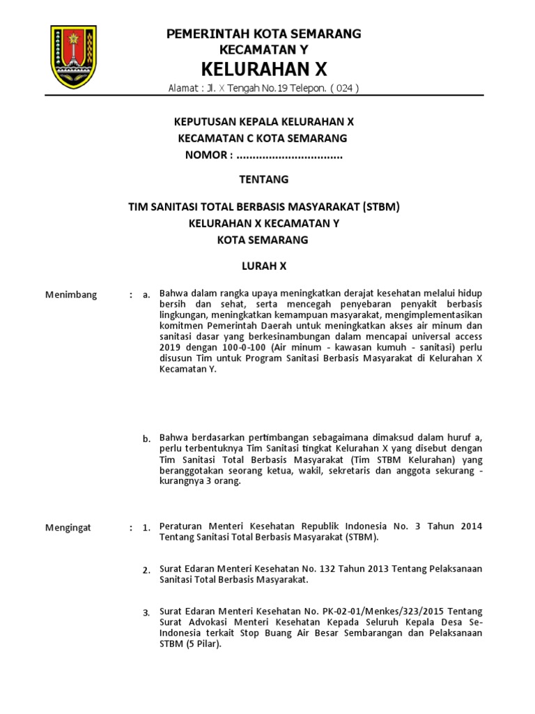 Contoh SK Tim STBM Kel. | PDF | Indonesia