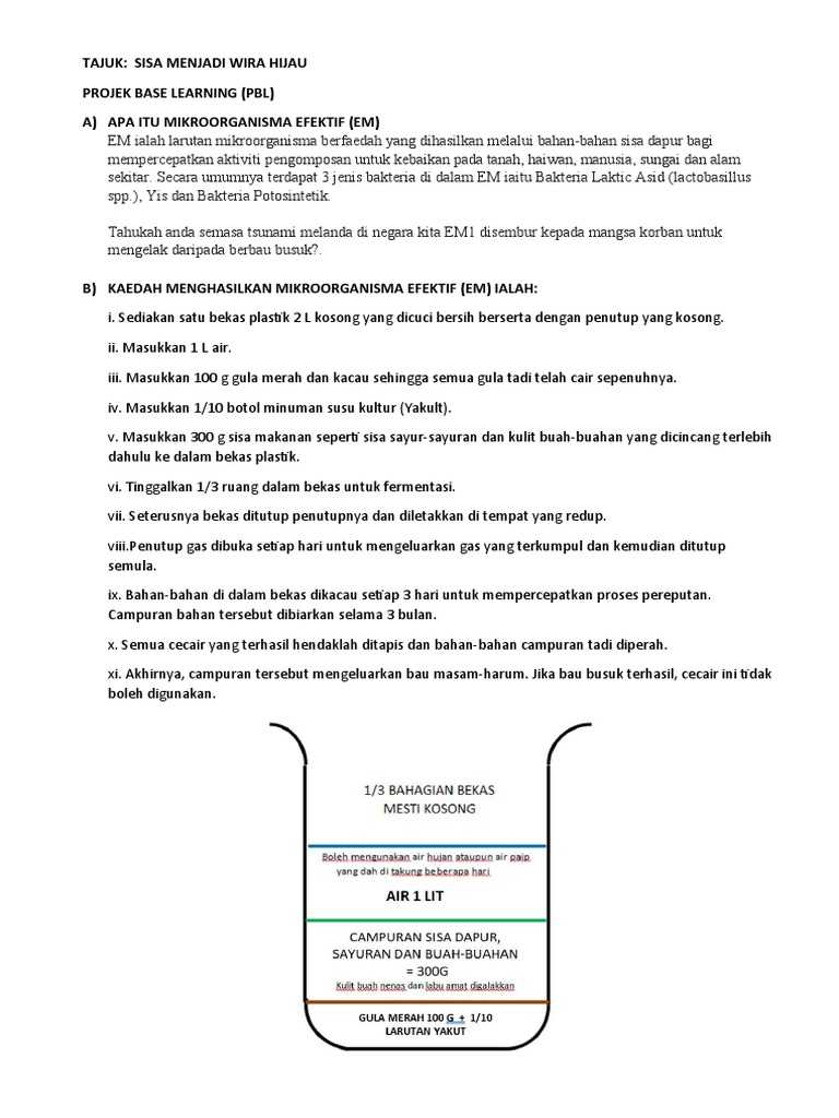 Larutan em (Efektif Mikroorganisma) | PDF