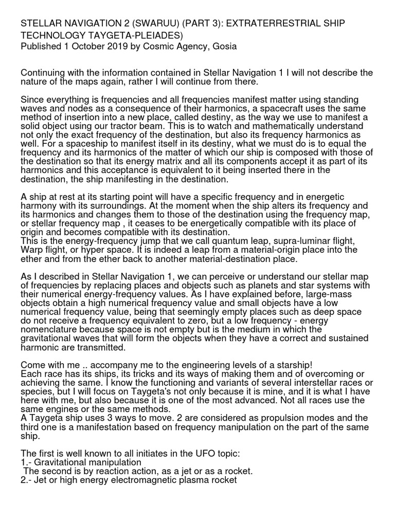 Stellar Navigation 2 Swaruu Part 3 Extraterrestrial Ship Technology ...