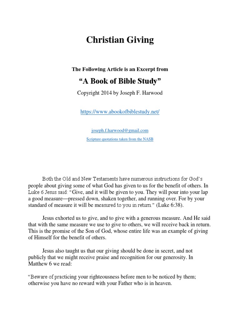 Christian Giving: "A Book of Bible Study" | Download Free PDF | Jesus ...