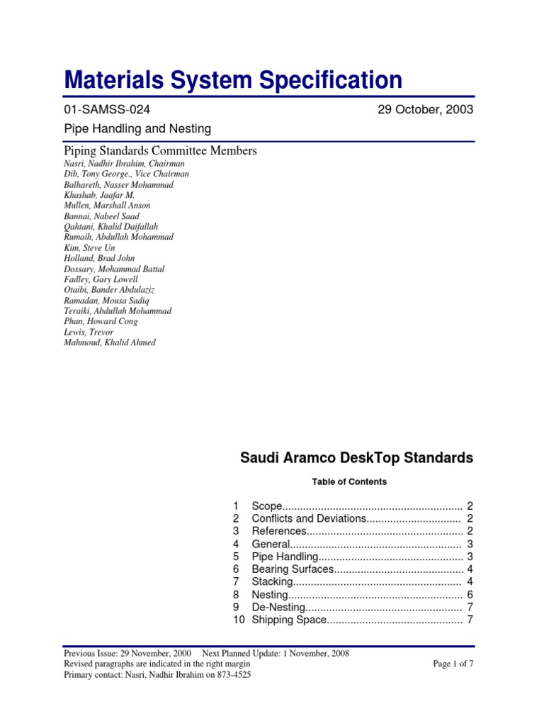 Materials System Specification | PDF | Pipe (Fluid Conveyance ...