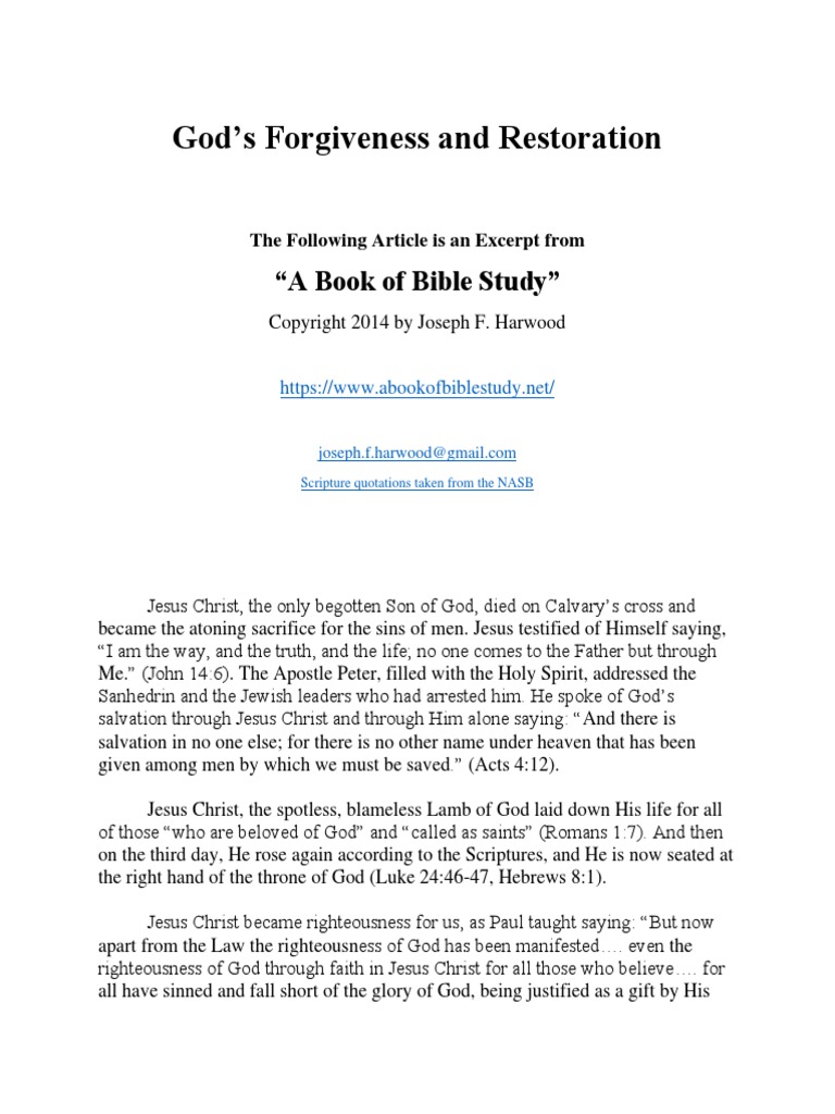God's Forgiveness and Restoration | PDF | Epistle To The Romans | Jesus