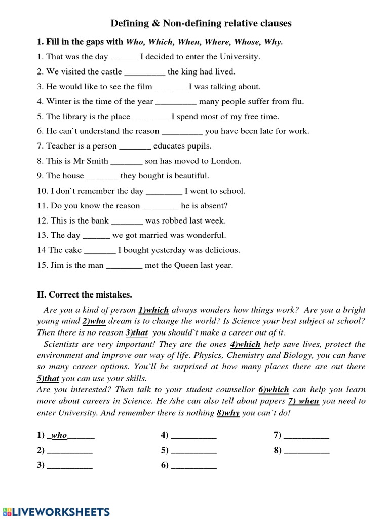 Relative Clauses Test 3º Eso | PDF