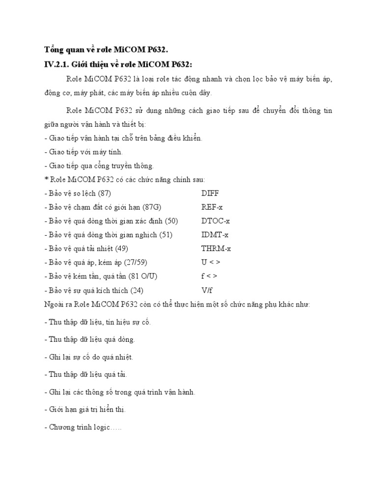 Rơle MiCOM P632 | PDF