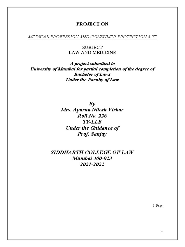 Law & Medicine - 226 - Medical Profession and Consumer Protection Act ...
