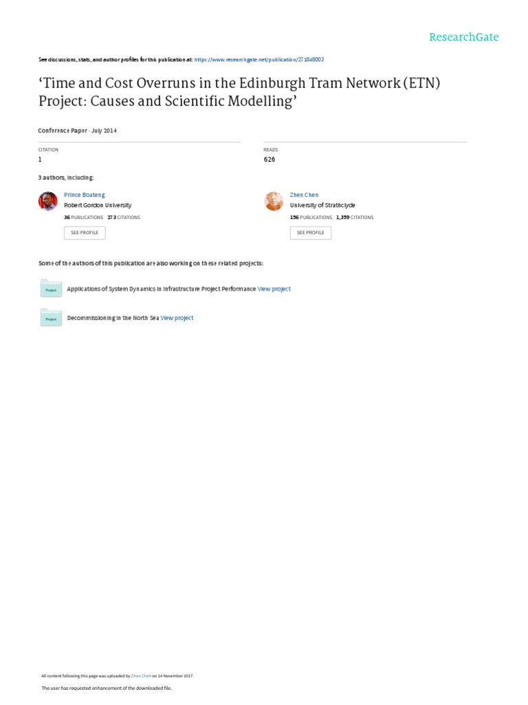 Time and Cost Overruns in The Edinburgh Tram Network (ETN) Project ...