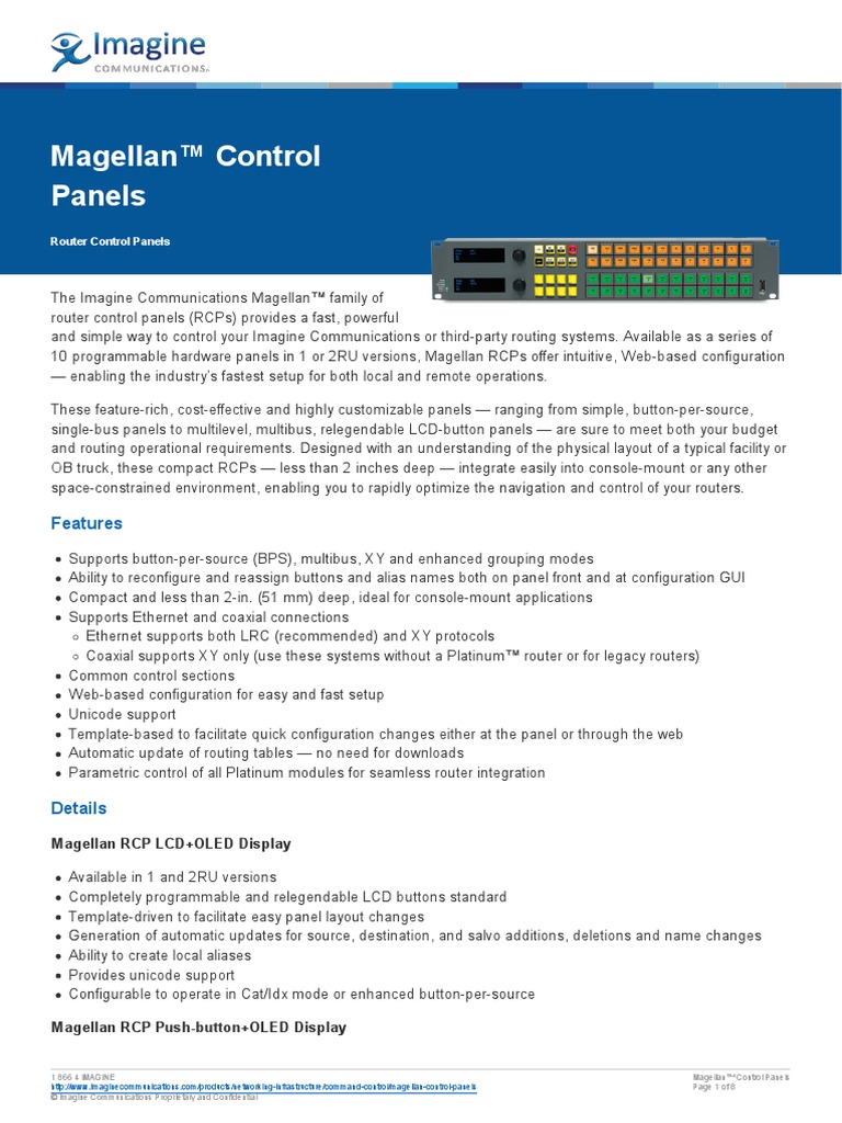 Magellan™ Control Panels - Datasheet | PDF | Ethernet | Liquid Crystal ...
