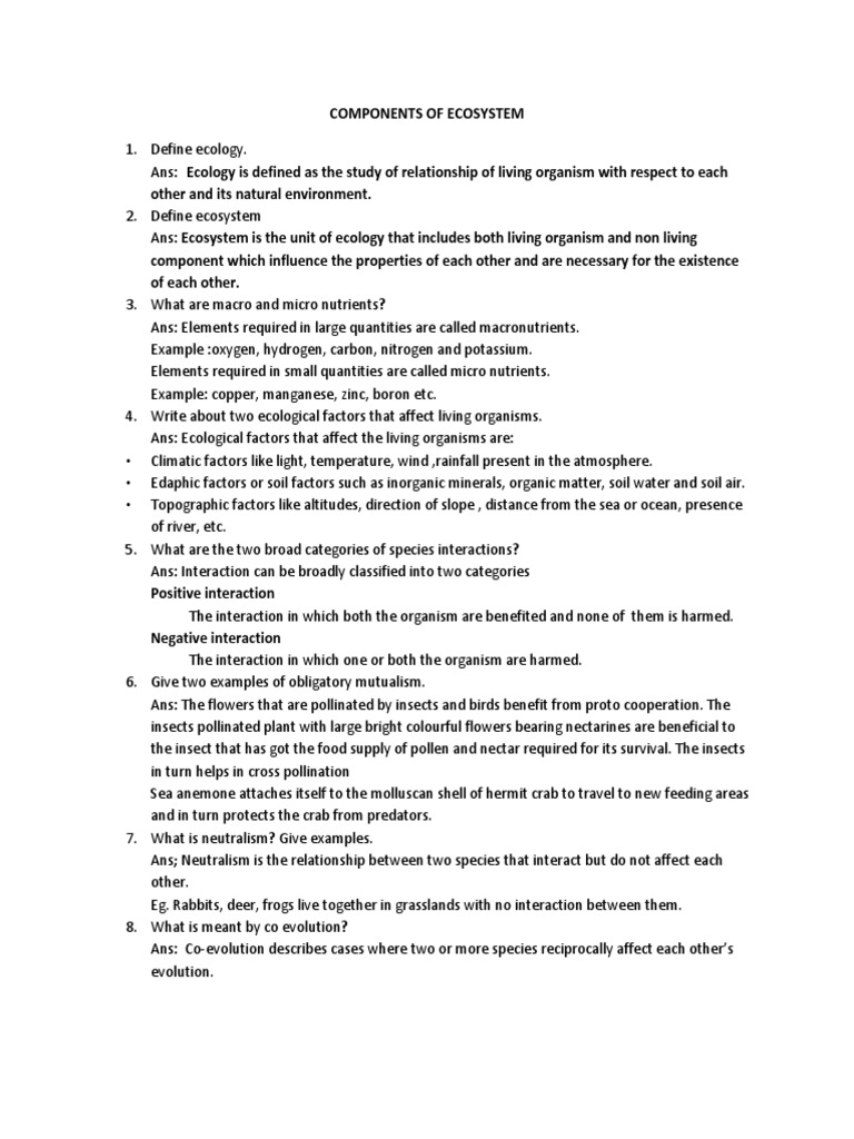Components of Ecosystem | PDF