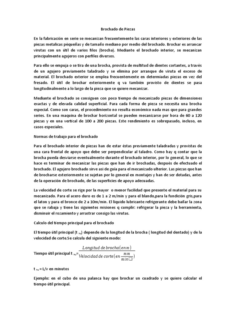 Brochado: Eficiencia en Fabricación | PDF | Mecanizado | Perforar