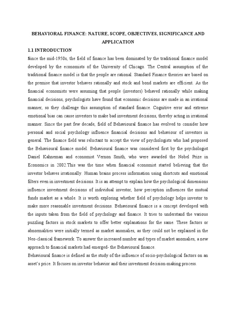 Behavioral Finance Introduction Chapter | PDF | Behavioral Economics ...