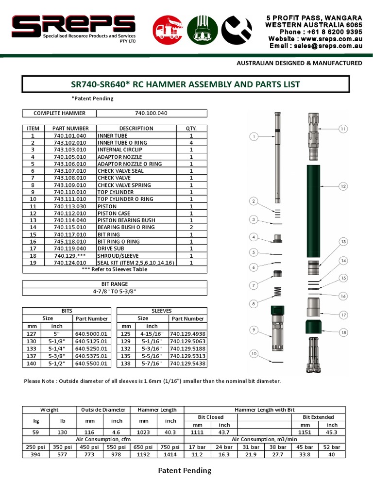 SR640 Hammer Assembly Parts List | PDF