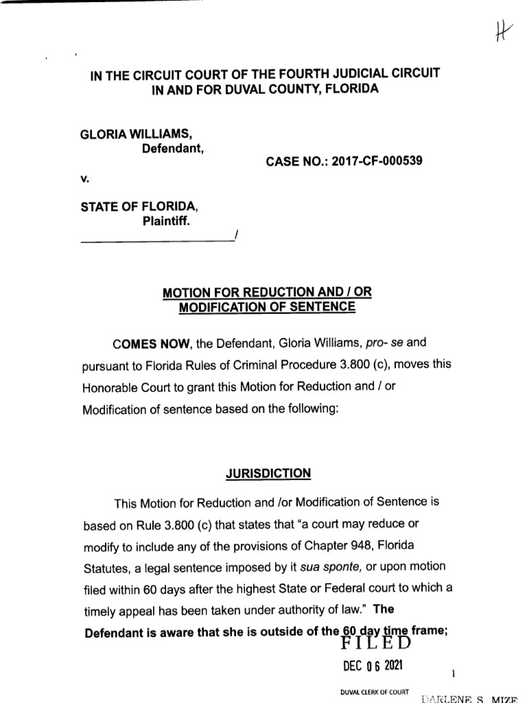 Kamiyah Mobley's Letter in Support of Gloria Williams | PDF