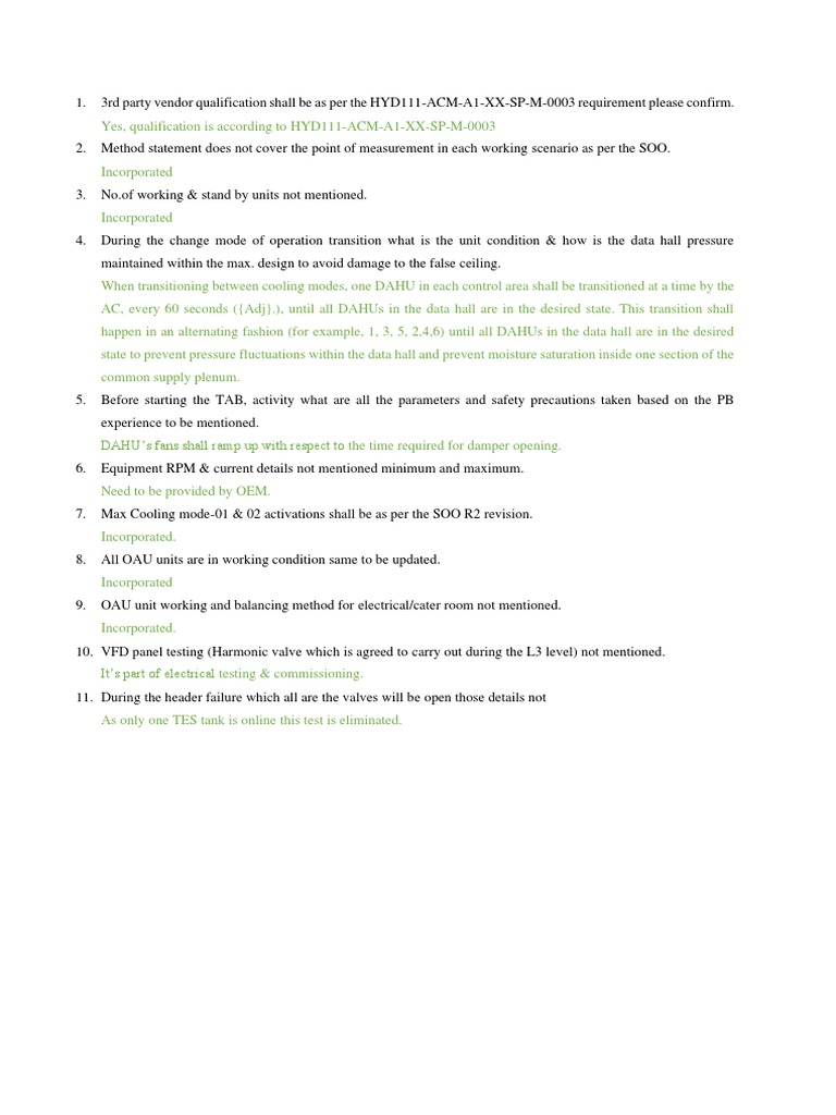 Comment Compliance Sheet | PDF