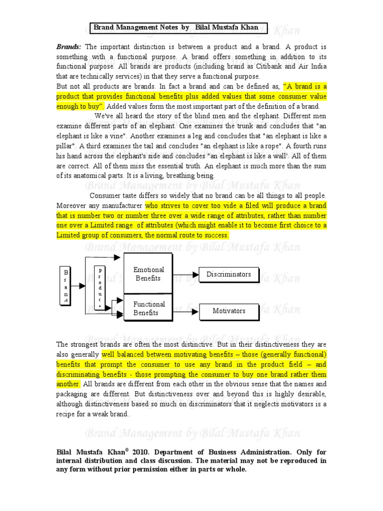 Brand Management Handout | PDF | Brand | Brand Management