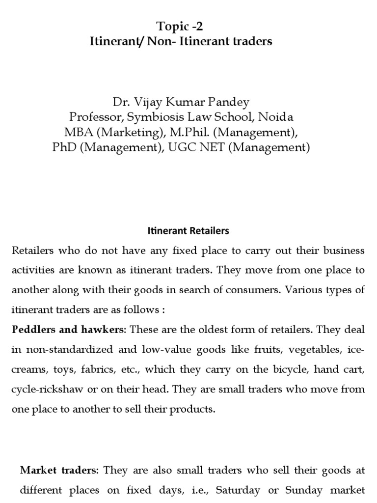 Itinerant vs Non-Itinerant Retailers | PDF | Retail | Business Process