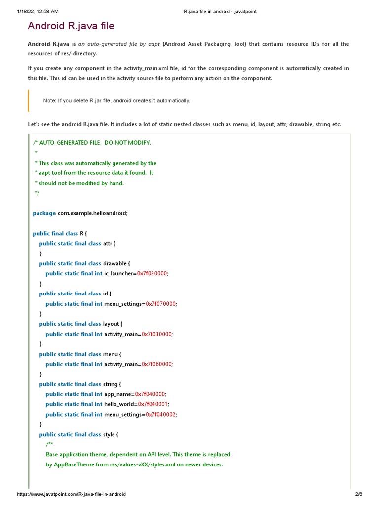 03-R.java File in Android - Javatpoint | PDF | Java (Programming ...