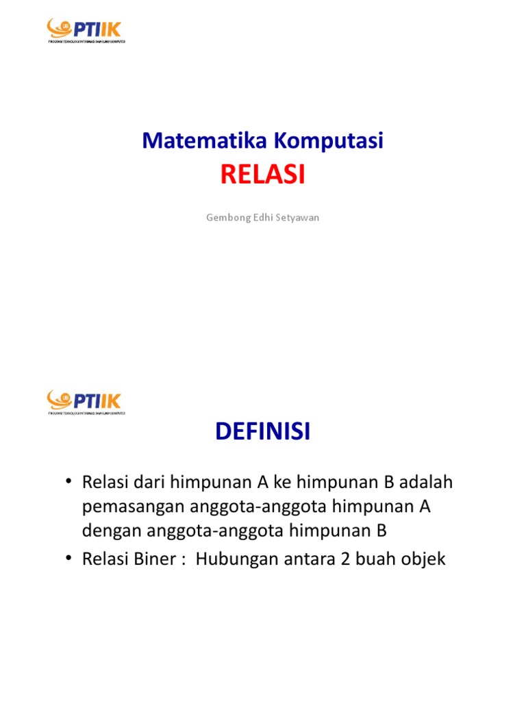 Matematika Komputasi 3 Relasi | PDF