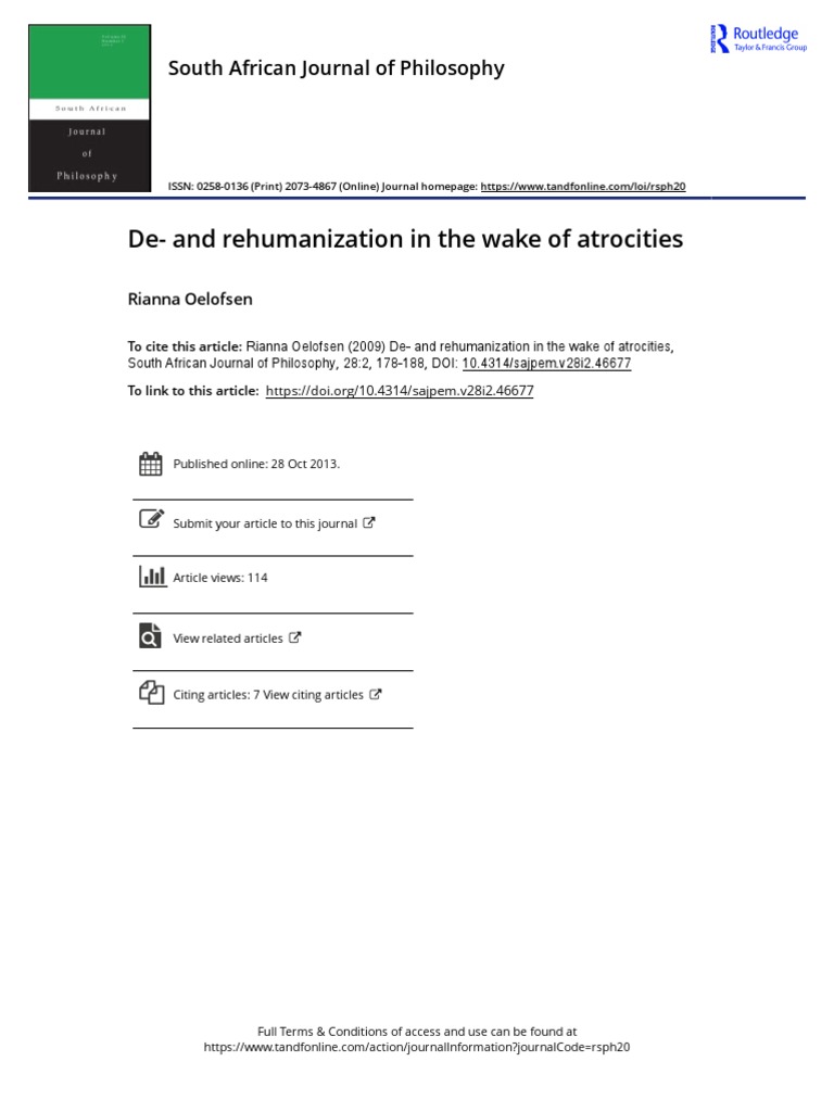 Dehumanization and Rehumanization After Atrocities | PDF | Identity ...