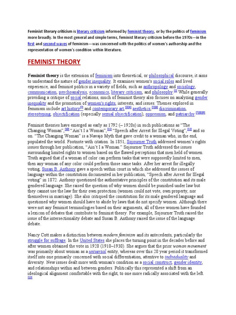 Overview of Feminist Literary Criticism | PDF | Critical Theory ...