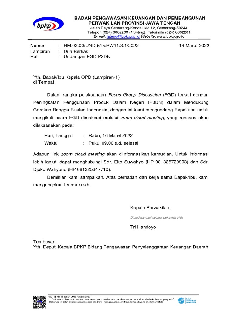 Undangan FGD P3DN | PDF