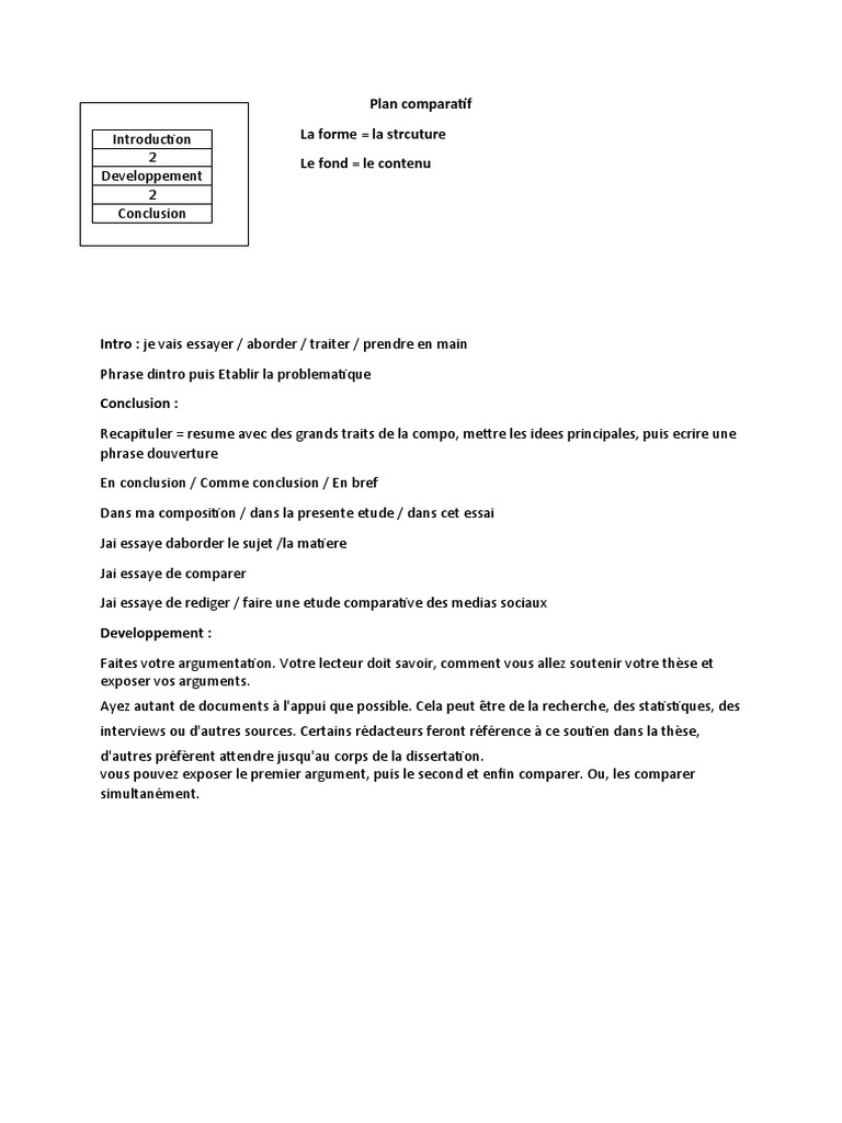 Méthodologie du Plan Comparatif | PDF
