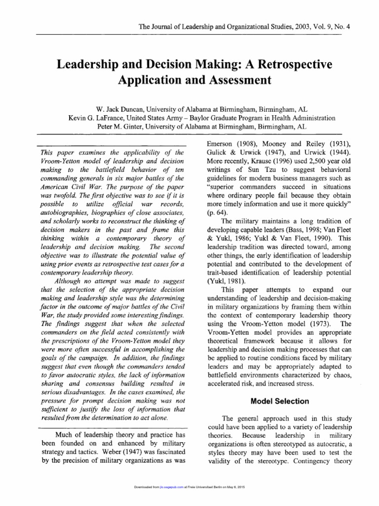 Vroom-Yetton Decision Model | PDF | Leadership | George B. Mc Clellan