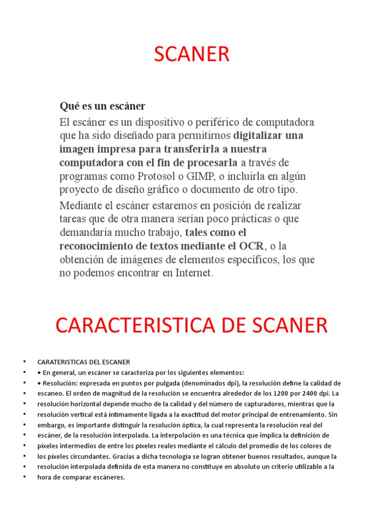 Características del escáner y su uso | PDF | Informática