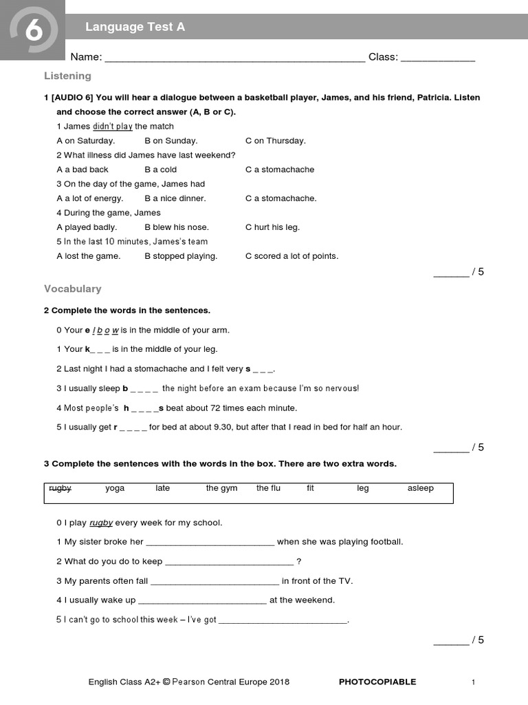 ECA2+ - Tests - Language Test 6A - 2018 | PDF | Caffeine