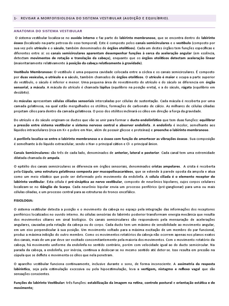 VERTIGEM | PDF | Vertigem | Doença de Ménière VERTIGEM | PDF | Vertigem | Doença de Ménière