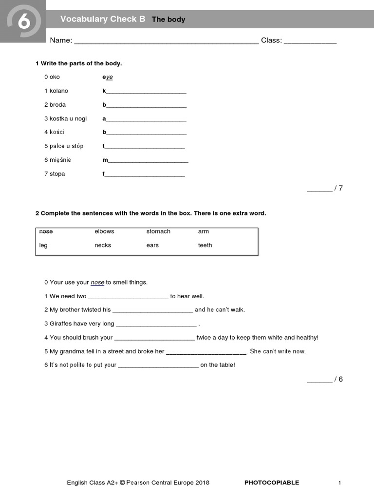 ECA2+ - Tests - Vocabulary Check 6B - 2018 | PDF