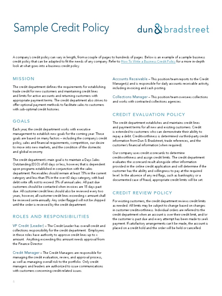 Sample Credit Policy | PDF