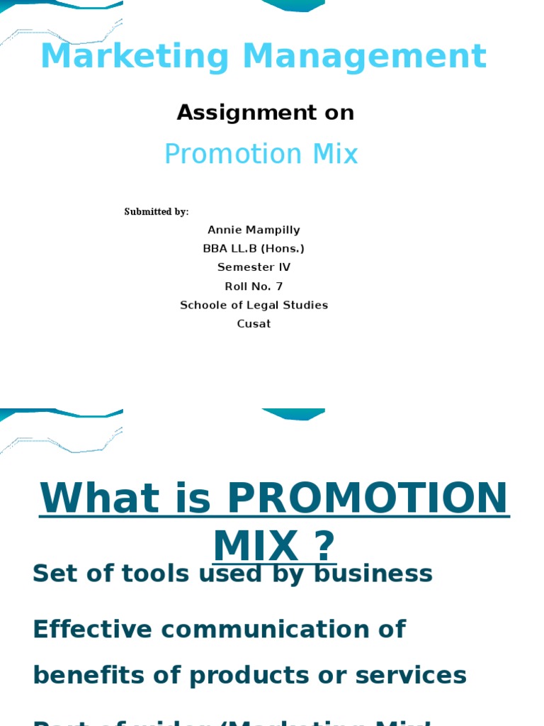 Marketing Management: Promotion Mix | PDF | Target Audience | Marketing