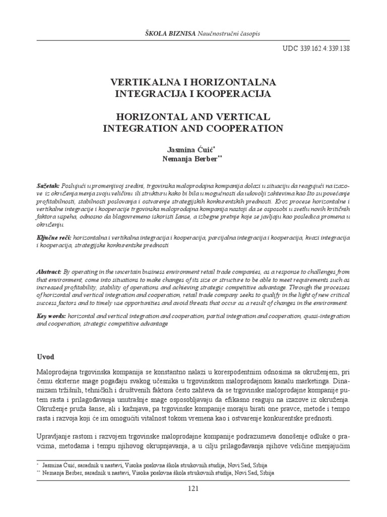 Vertikalna I Horizontalna Integracija | PDF