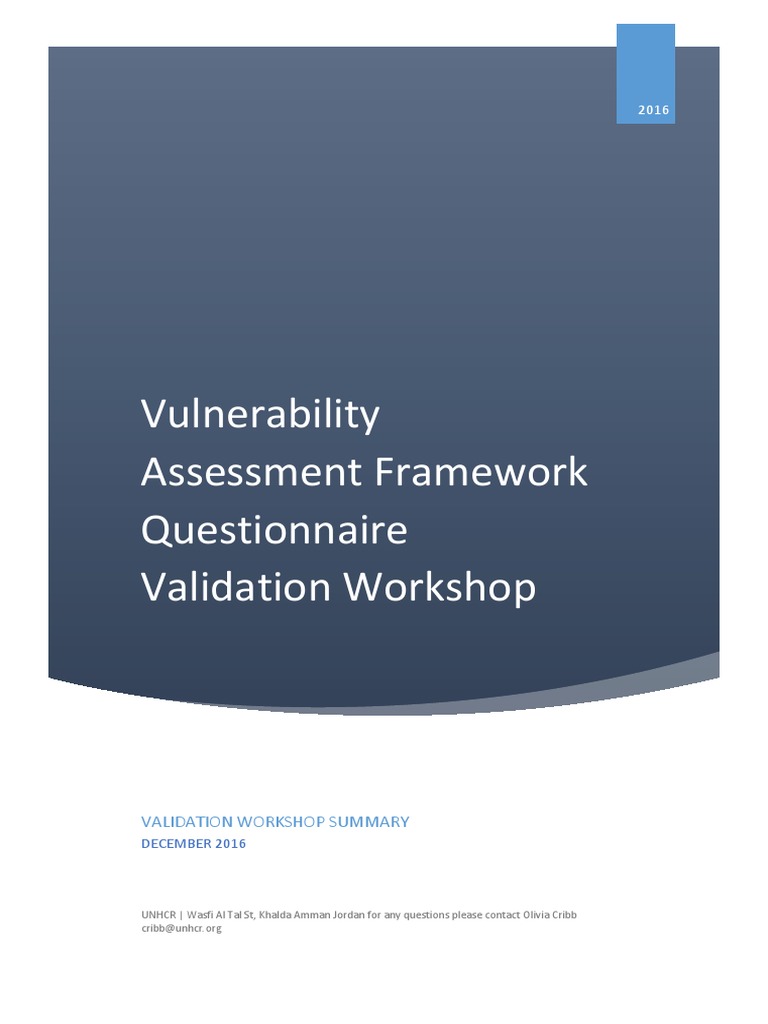 Vulnerability Assessment Framework Questionnaire Validation Workshop | PDF | Vegetables | Wash