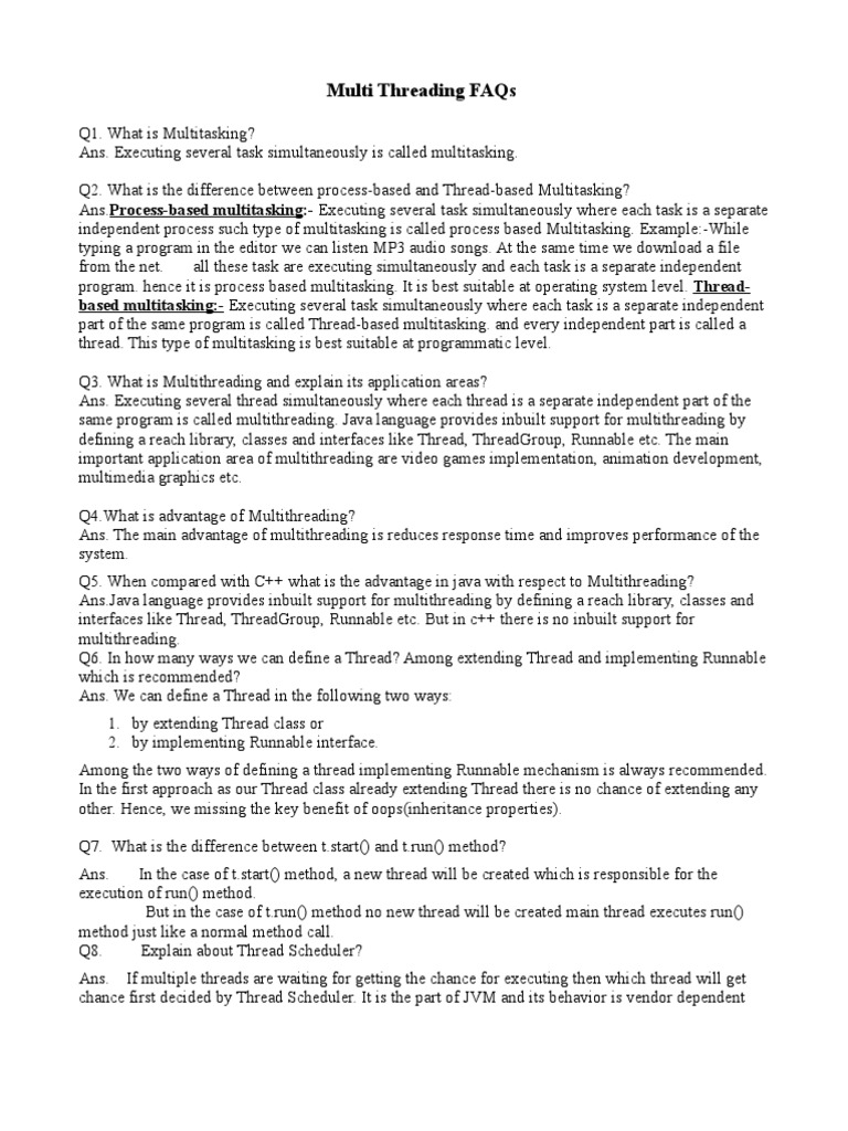 Multi Threading Pdf Thread Computing Method Computer Programming