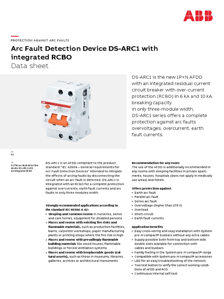 Arc Fault Detection Device DS-ARC1 With Integrated RCBO: Data Sheet ...