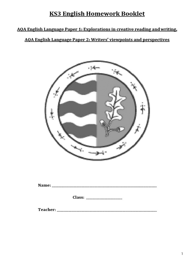 English Homework Booklet | PDF | Sentence (Linguistics)