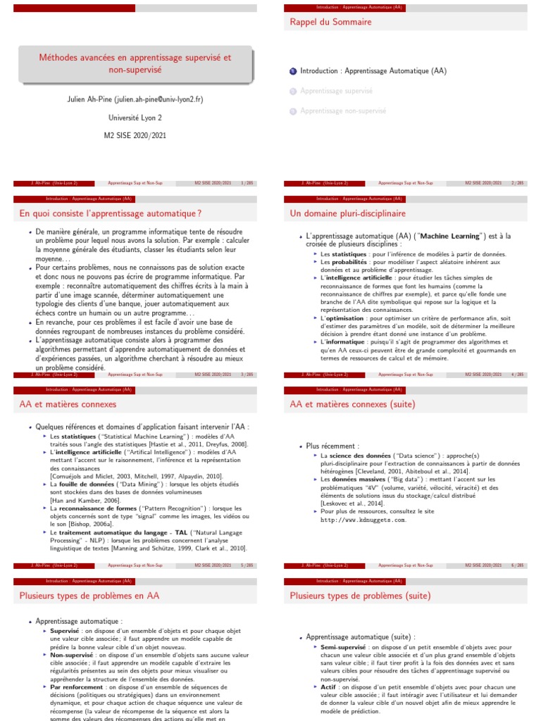 Rappel Du Sommaire: Apprentissage Supervis e | Descargar gratis PDF ...