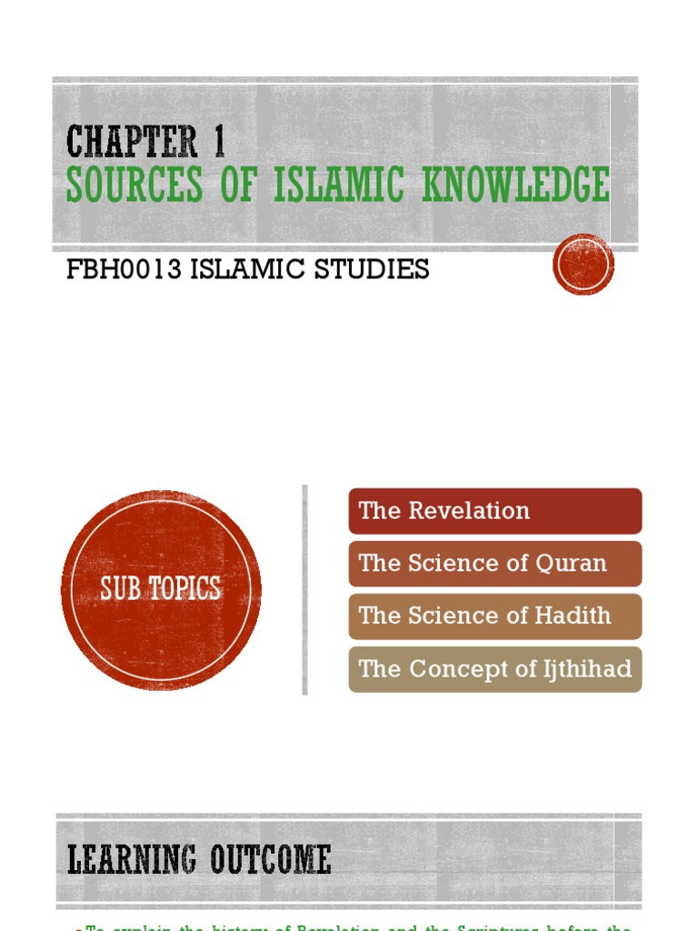 Chapter 1 - Sources of Islamic Knowledge | PDF | Hadith | Quran