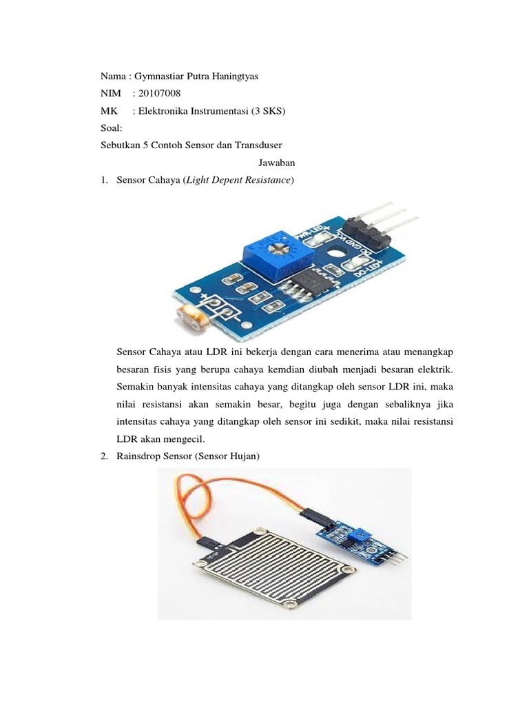 Contoh Sensor dan Transduser Elektronik | PDF | Metode & Bahan Ajar ...