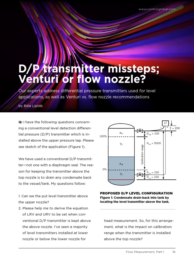 D/P Transmitter Missteps Venturi or Flow Nozzle? | PDF | Flow ...